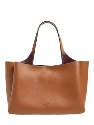 TOD'S Tod's Apa Leather Tote Kenia/ Bordeaux