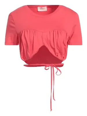 VICOLO Cotton Jersey Crop Top - Red