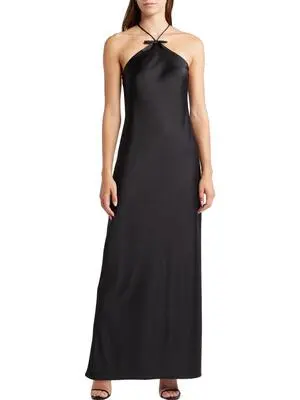WAYF WAYF Araceli Halter Strap Slipdress Black