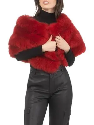 Gorski Reversible Shearling Cape - Red