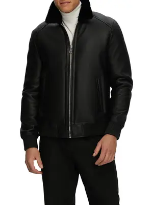 Gorski Lamb Shearling Bomber Jacket - Black