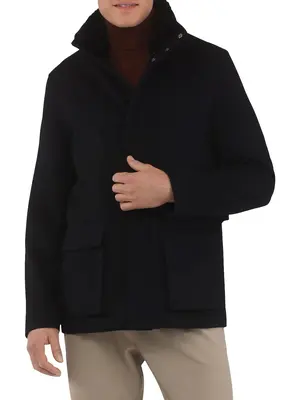 Gorski Loro Piana Wool Jacket With Shearling Collar - Black