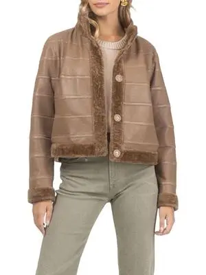 Gorski Gorski Reversible Textured Shearling Jacket Camel