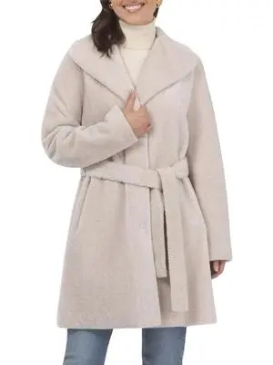 Gorski Textured Lamb Shearling Reversible Stroller Coat - Cream