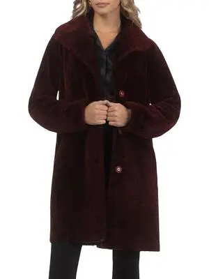 Gorski Textured Lamb Shearling Reversible Stroller Coat - Wine