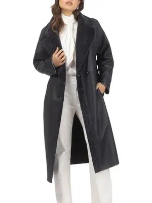 Gorski Reversible Shearling Coat - Navy