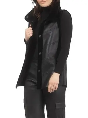 Gorski Reversible Lamb Shearling Vest - Black
