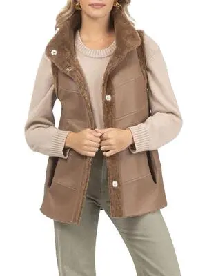 Gorski Reversible Lamb Shearling Vest - Gray