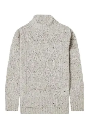 Purdey Cable-knit Wool And Cashmere-blend Turtleneck Sweater - Neutrals