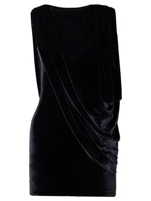 MAYGEL CORONEL Ricaurte Draped Stretch-velvet Mini Dress - Blue