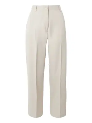 Purdey Cotton And Wool-blend Twill Straight-leg Pants - Gray