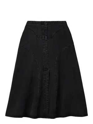 Sea Cornella Paneled Denim Midi Skirt - Black