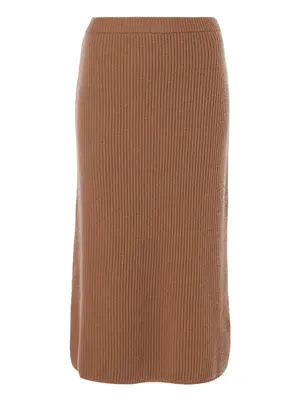 Max Mara Ribbed-knit Midi Skirt - Brown