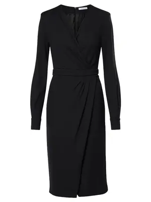 Max Mara Virtus Gathered Jersey Midi Dress - Black