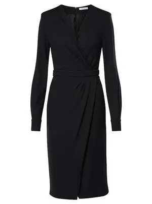 Max Mara Virtus Gathered Jersey Midi Dress - Black