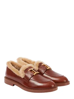 Chloé Marcie Shearling-lined Leather Loafers - Brown