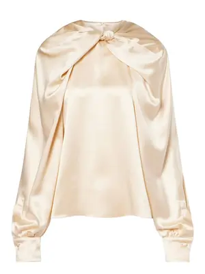 Max Mara Key Torchon Silk Satin Blouse - Neutrals