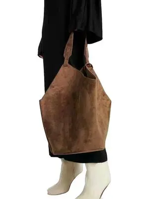 Khaite Lotus Medium Suede Tote Bag - Brown