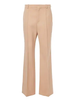 Chloé High-rise Wool Straight Pants - Beige