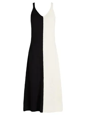 Zimmermann Two-tone Crochet Cotton Midi Dress - Black
