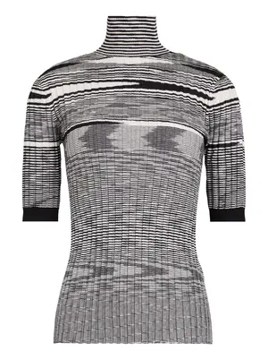 Missoni Spacedyed Ribbed Cashmere And Silk-blend Turtleneck Top - Black