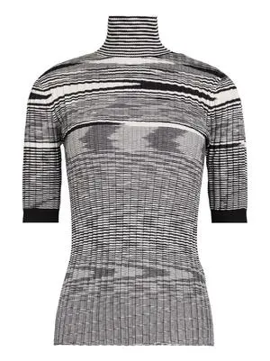 Missoni Spacedyed Ribbed Cashmere And Silk-blend Turtleneck Top - Black