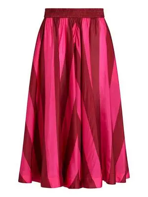 Zimmermann Striped Silk-voile Midi Skirt - Fuchsia