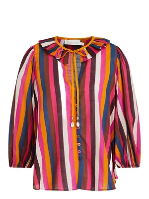 Zimmermann Striped Cotton-voile Blouse - Magenta