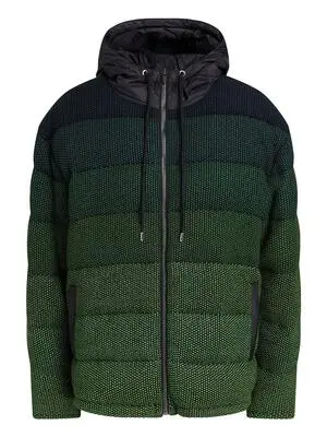 Missoni Dégradé Quilted Bouclé-knit Hooded Down Jacket - Green