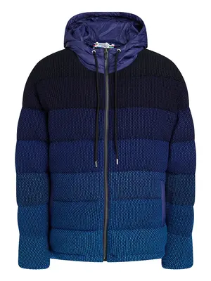 Missoni Missoni Dégradé Quilted Bouclé-knit Hooded Down Jacket Indigo