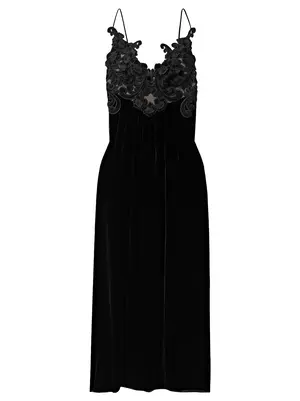 Zimmermann Appliquéd Tulle-trimmed Velvet Midi Dress - Black
