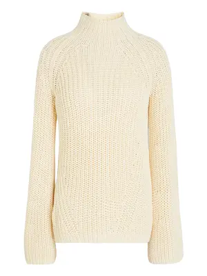 Zimmermann Ribbed Cotton Turtleneck Sweater - Cream