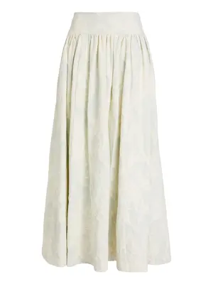 Zimmermann Denim Floral-jacquard Maxi Skirt - Cream
