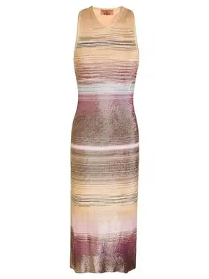 Missoni Spacedyed Metallic Knitted Midi Dress - Gold