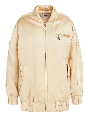 Zimmermann Padded Satin Bomber Jacket - Cream