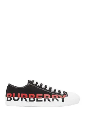 Burberry Logo Print Cotton Sneakers - Black/red/white