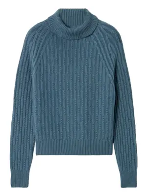 PURDEY Purdey Annabel Cable-knit Cashmere Turtleneck Sweater