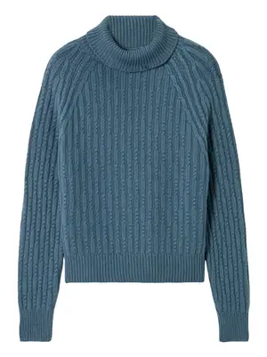 PURDEY Purdey Annabel Cable-knit Cashmere Turtleneck Sweater