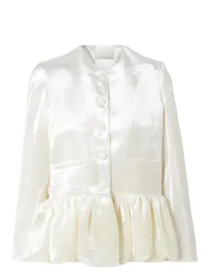 LIBEROWE Velvet Peplum Jacket - Ivory