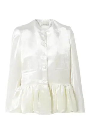 LIBEROWE Velvet Peplum Jacket - Neutrals