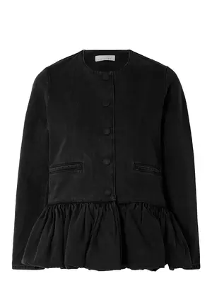 LIBEROWE Denim Peplum Jacket - Black