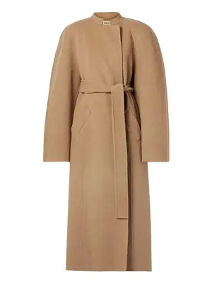 Khaite Rothen Oversized Belted Wool Coat - Brown