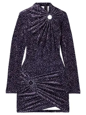 MARANT ETOILE Havana Draped Floral-print Velvet Mini Dress - Purple