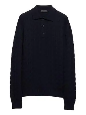 Prada Cable-knit Polo Sweater - Blue