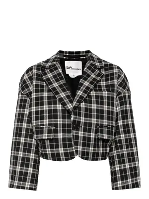 Noir Kei Ninomiya Checked Cropped Blazer - Black