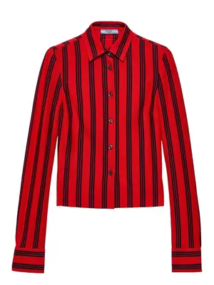 Prada Striped Piqué Shirt - Red