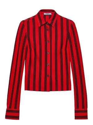 Prada Striped Piqué Shirt - Red