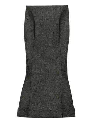 Prada Mouliné-Wool Midi Skirt Black