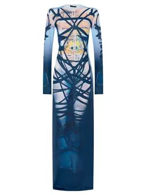 Y/project Graphic-print Maxi Dress - Blue