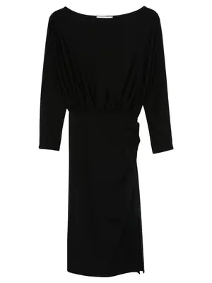 KAOS Ruched Midi Dress - Black